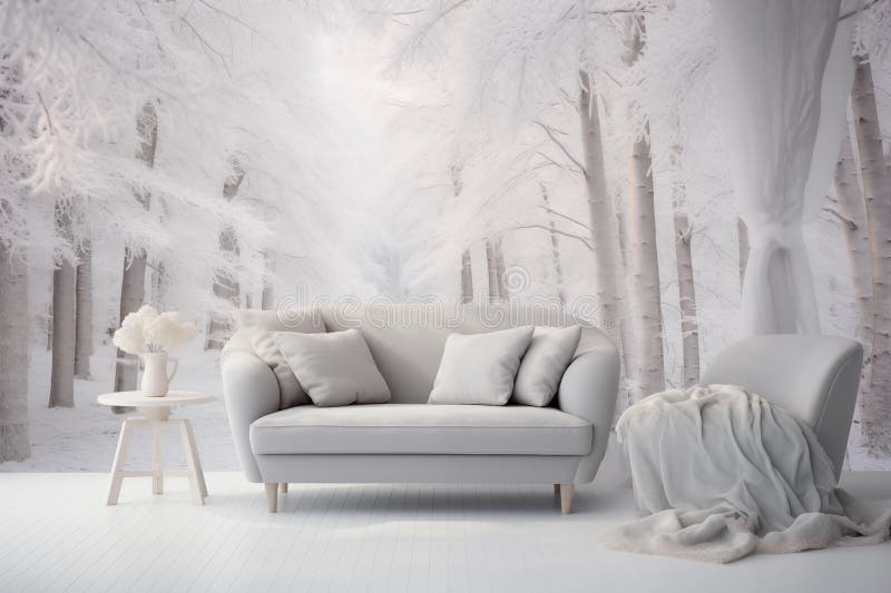 Sleek Furniture in a Winter-themed Room, AI Generated Stock ...