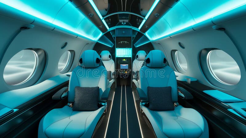A Sleek, Futuristic Aircraft Cabin Highlights Advanced Technology and ...