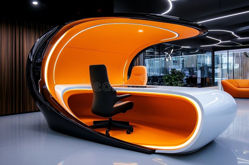 Futuristic Corporate Meeting Room Office with Hologram Displays and ...