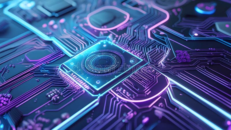 Futuristic Circuit Board with Central Processor - AI Generated Image ...