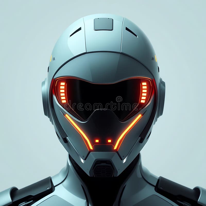 A Sleek Futuristic Helmet with Glowing LED Lights Stock Illustration ...