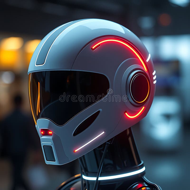 A Sleek Futuristic Helmet with Glowing LED Lights Stock Illustration ...