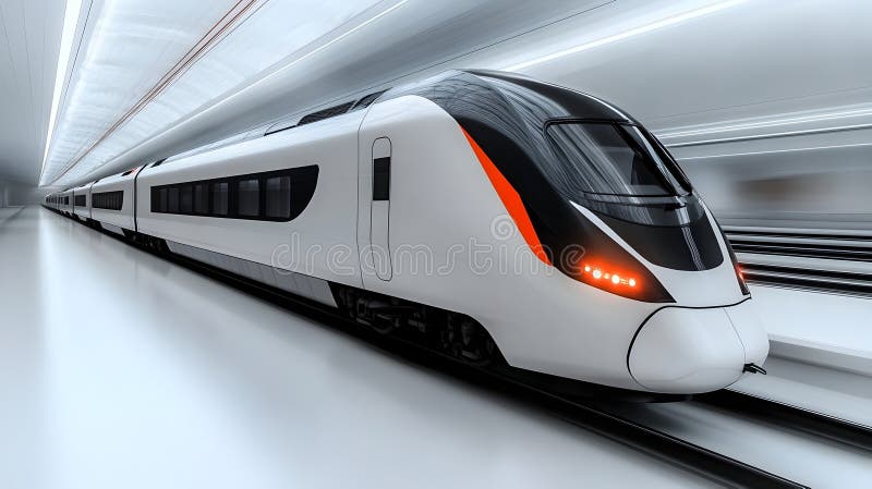 Sleek and Futuristic High-Speed Train Gliding through the Modern ...