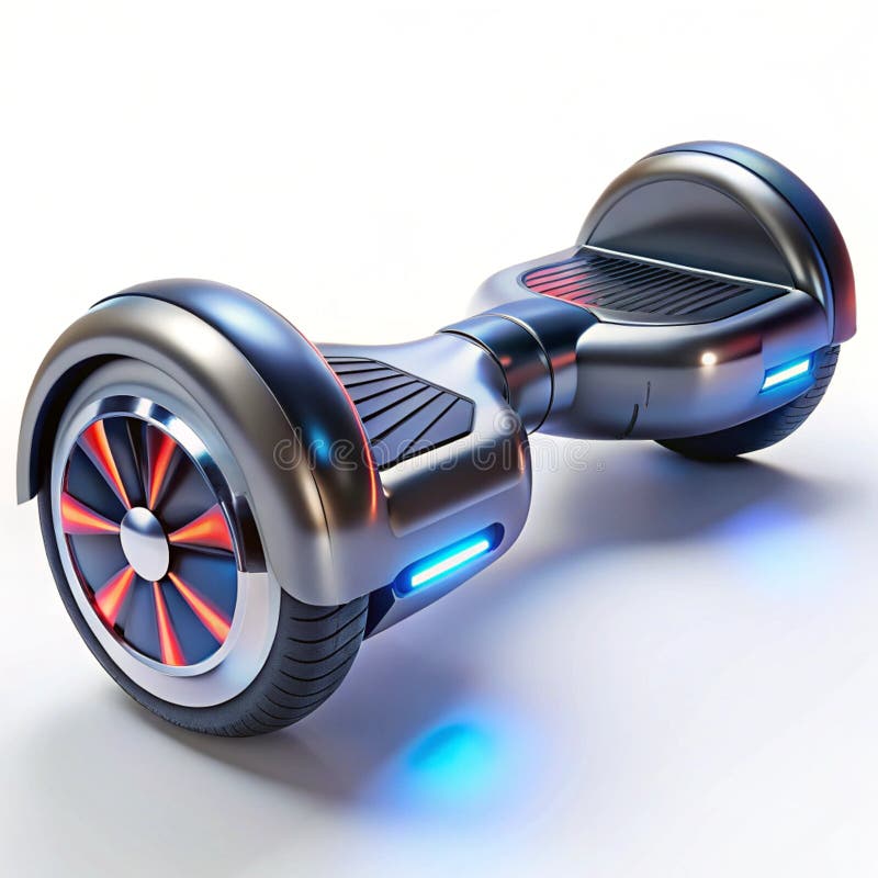 Futuristic Hoverboard with Glowing Wheels Stock Illustration ...