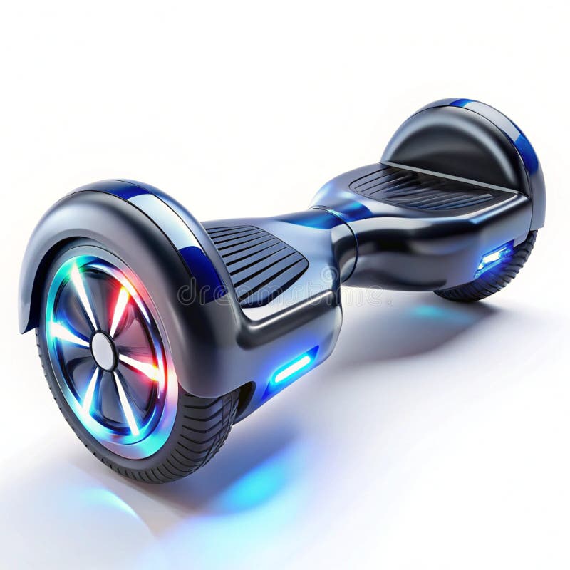 Futuristic Hoverboard with Glowing Wheels Stock Illustration ...