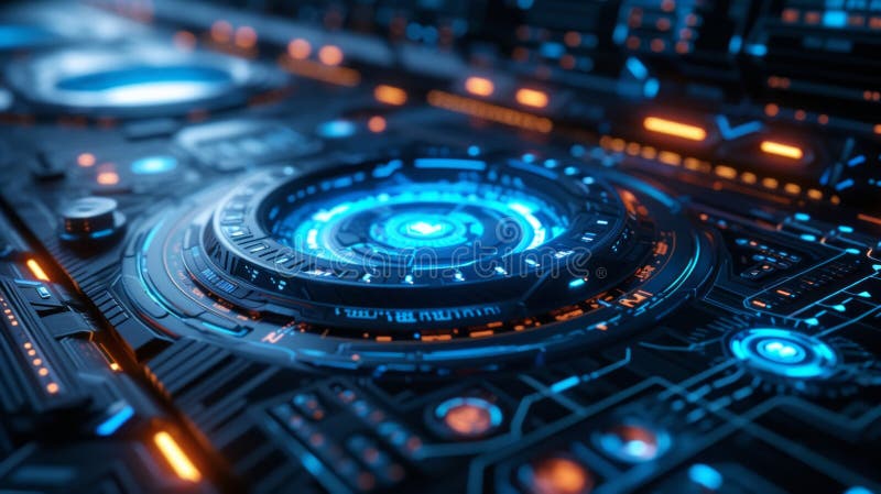 A Sleek, Futuristic Interface with Holographic Buttons, Epitomizing ...