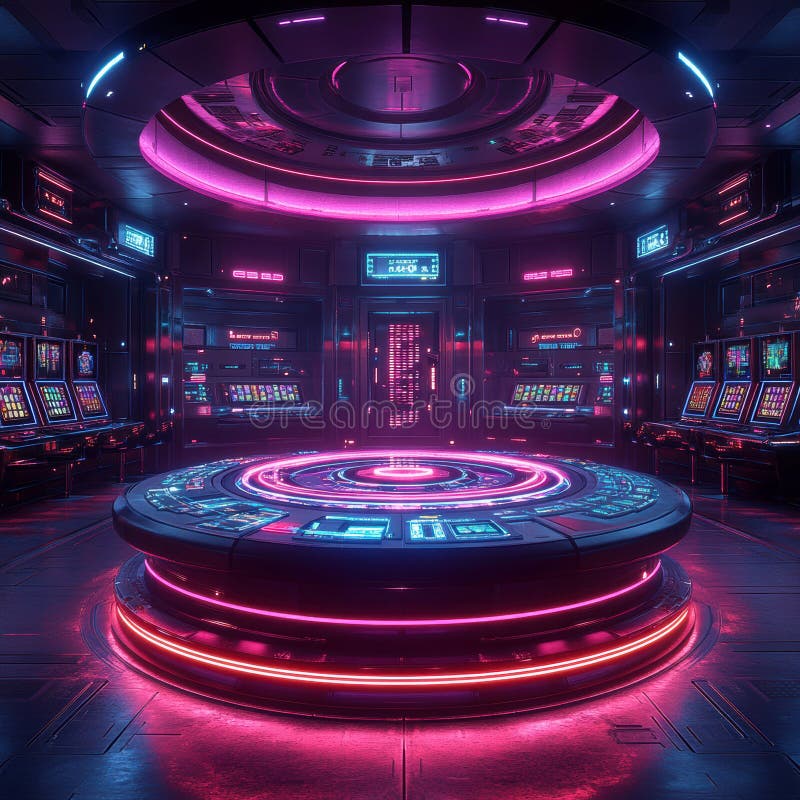 A Sleek, Futuristic Interior with a Space Command Center Theme ...