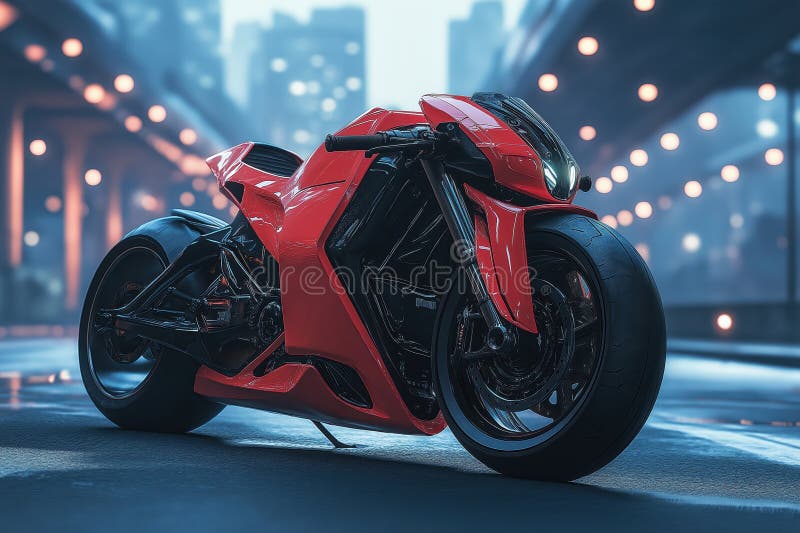 Sleek Futuristic Motorbike with Advanced Aerodynamic Design and High ...