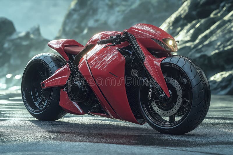 Sleek Futuristic Motorbike with Advanced Aerodynamic Design and High ...