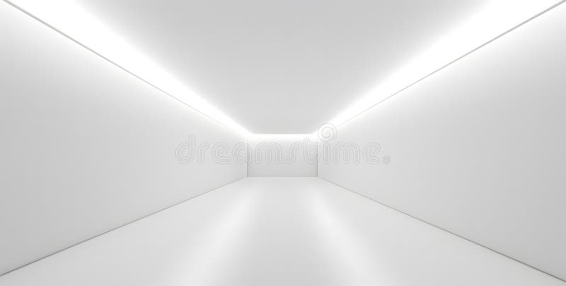 Sleek Futuristic Room with Bright White Surfaces and Sharp Geometric ...