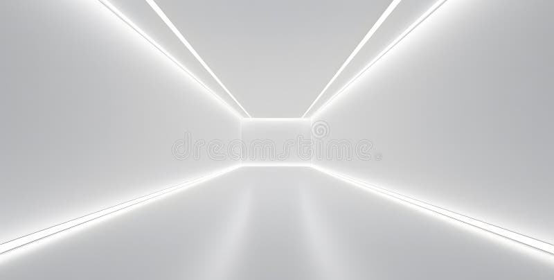 Sleek Futuristic Room with Bright White Surfaces and Sharp Geometric ...