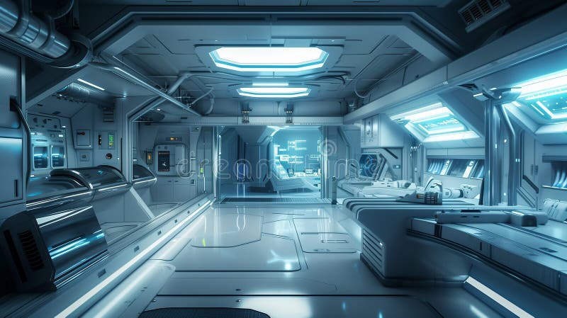 A Sleek and Futuristic Space Station Interior, Featuring Advanced ...