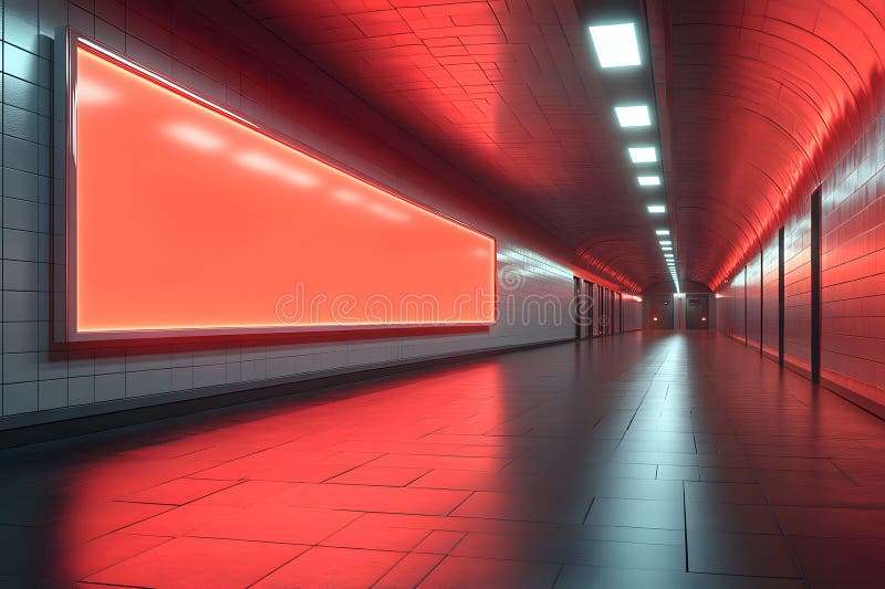 Futuristic Underground Tunnel with Illuminated Advertisement Space for ...