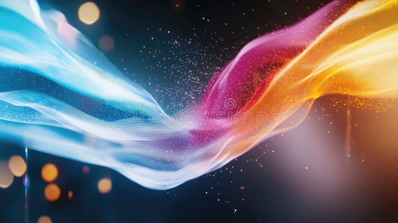 Cyber Data Streams with Futuristic Glowing Neon Fluid Waves Stock Image ...