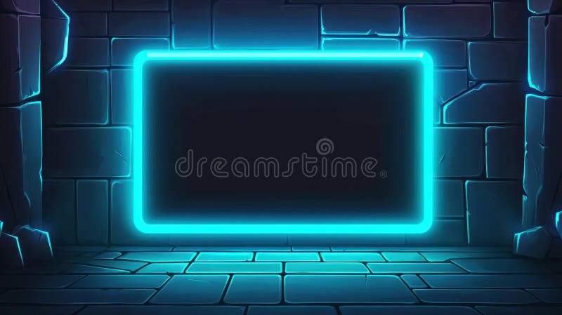 A Sleek Game UI Frame Featuring Blue Neon Edges, Set Against a Black ...