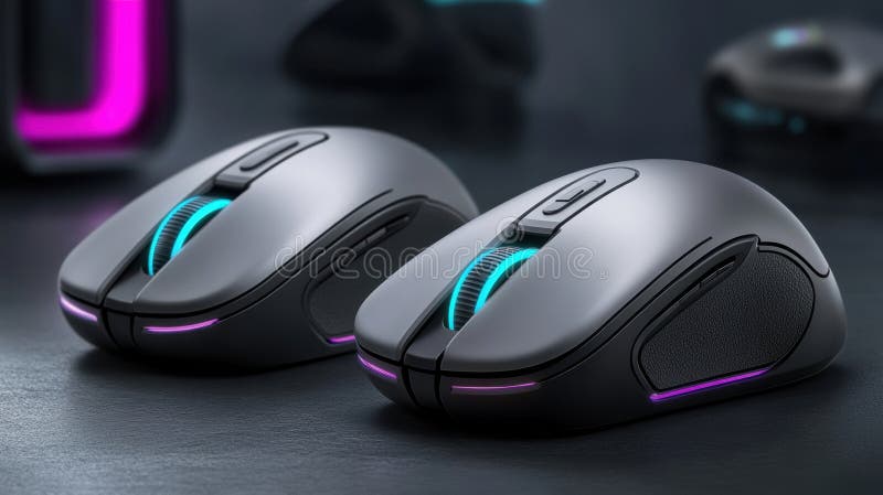 Sleek Gaming Mice with RGB Lighting Sit on a Dark Surface, Ready for ...