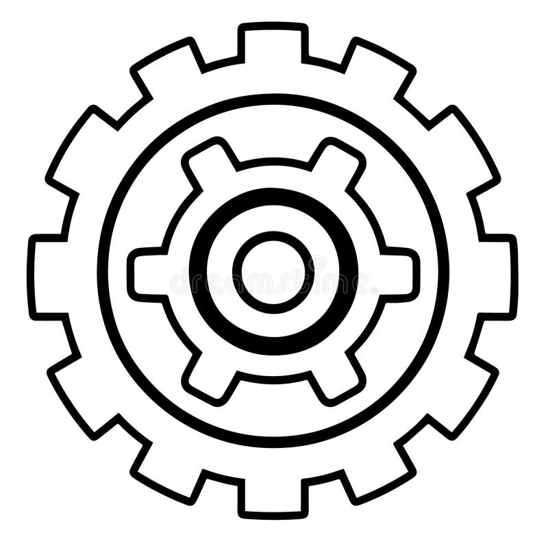 Sleek Gear Outline Icon in Vector Format for Mechanical Designs Stock ...