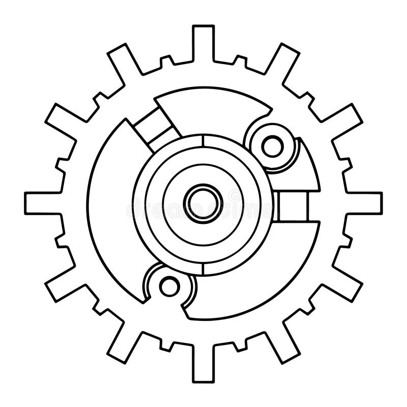 Sleek Gear Outline Icon in Vector Format for Mechanical Designs Stock ...