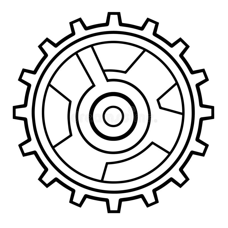 Sleek Gear Outline Icon in Vector Format for Mechanical Designs Stock ...