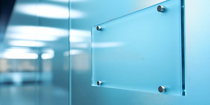Modern Glass Panel Mounted on a Blue Wall in a Contemporary Office ...