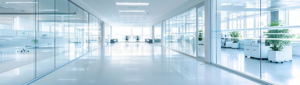 Sleek, Glass Partitioned Office Space Devoid of People. Stock ...