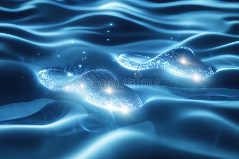 Sleek Glowing Objects Float Serenely on Shimmering Blue Water Surface ...