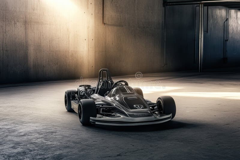 Sleek Go-kart Design Showcased in an Industrial Setting during Evening ...