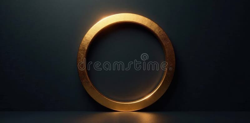 Sleek Gold Circle, Subtle Shadow, Dark Backdrop , Art, Simple Stock ...