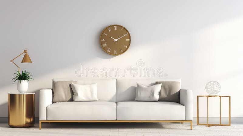 Sleek gold clock stock illustration. Illustration of living - 383495250