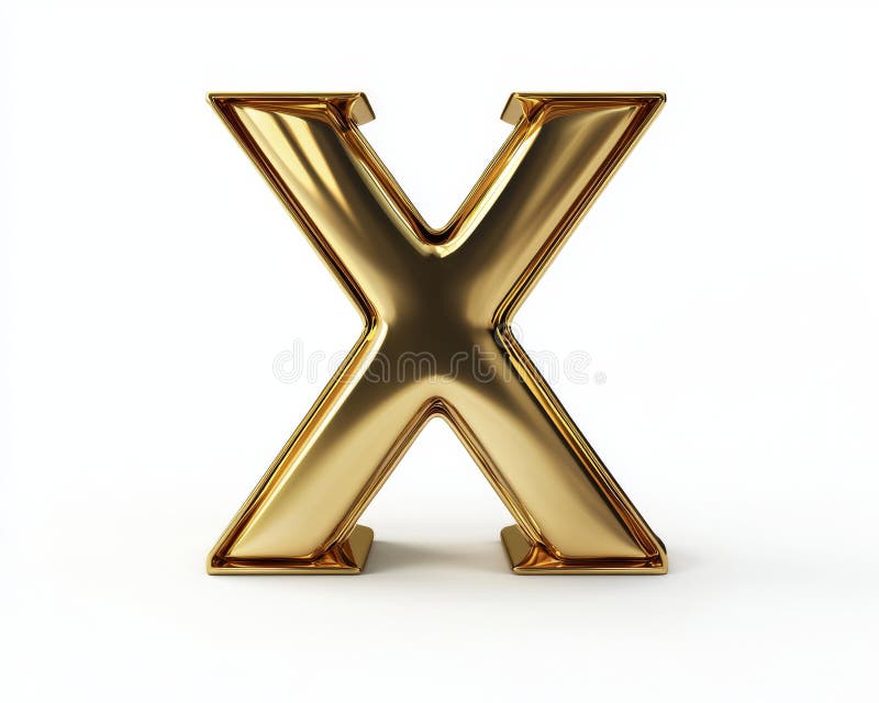 A Sleek, Gold 3D X on a White Background, Denoting Error, Denial, or ...