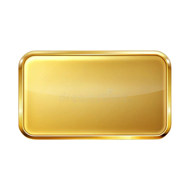Gold Rectangle Button Isolated on White Background Stock Illustration ...