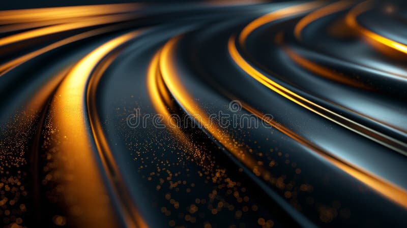 Sleek Gold Strip Lines on Black Surface, High Contrast and ...