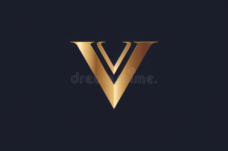 A Sleek Gold V Logo on a Black Background. Perfect for Branding ...