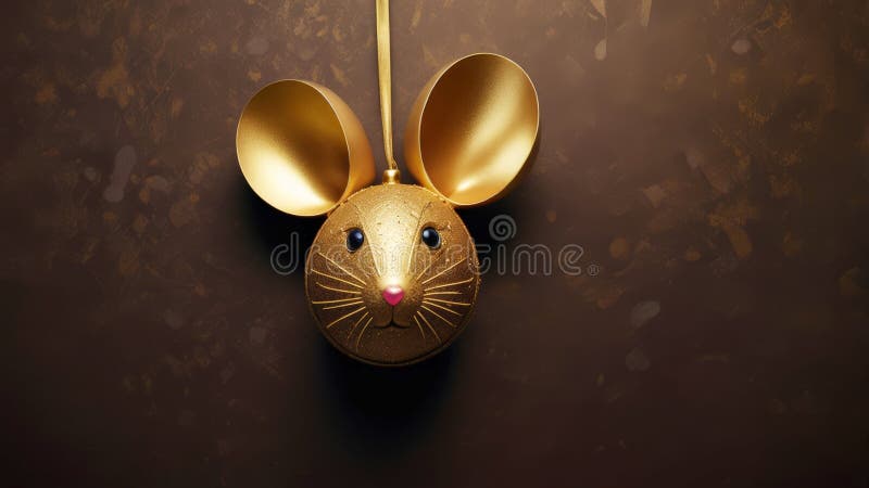 Minimalist Golden Mouse Head on Matte Mocha Background Stock Image ...