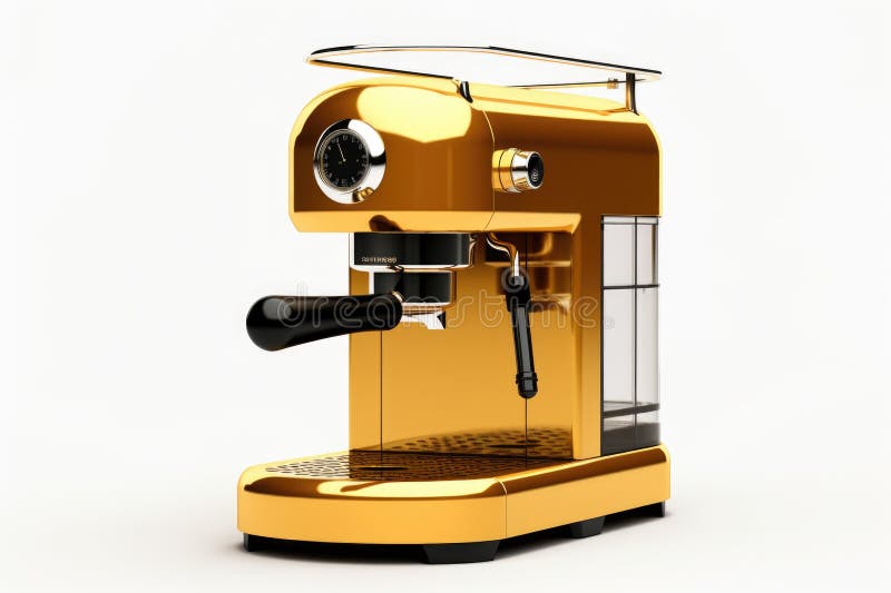A Sleek Golden Coffee Machine Placed on a Clean White Surface. Perfect ...