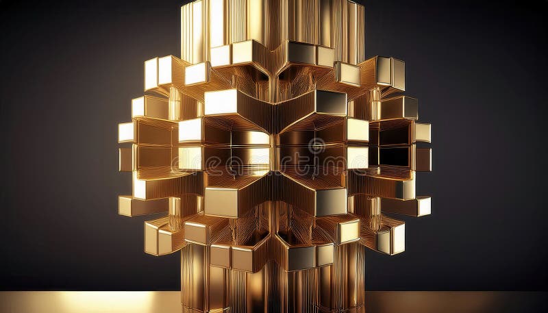 Sleek Golden Metallic Structure Designed As a Puzzle with Interlocking ...