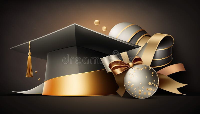 Sleek Graduation Background with Gold and Silver Cap. Generative AI ...
