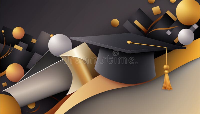 Sleek Graduation Background with Gold and Silver Cap. Generative AI ...