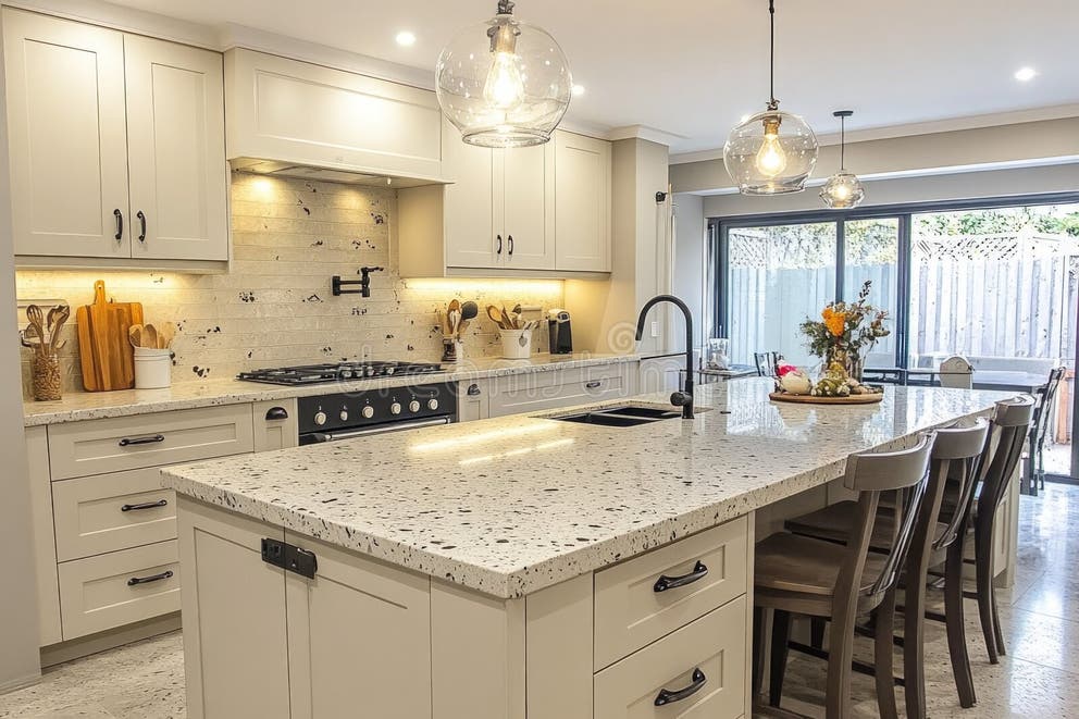 A Sleek Granite Benchtop in a Modern Kitchen, Clean and Functional ...