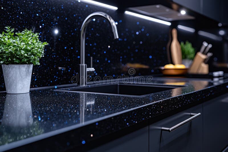 A Sleek Granite Benchtop in a Modern Kitchen, Clean and Functional ...