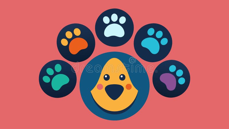 A Sleek Graphic Design of a Paw Print Adorned with Different Emoticons ...