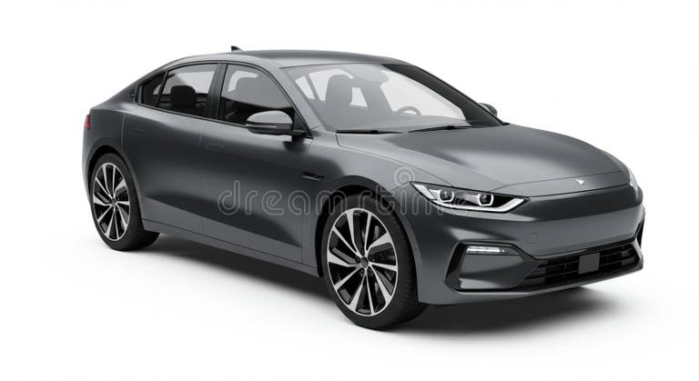 Sleek Gray Sedan with Modern Design Elements. Features Sharp Headlights ...