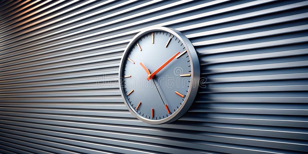 Sleek Gray Shutter Wall with a Large Round Clock a Modern Design ...
