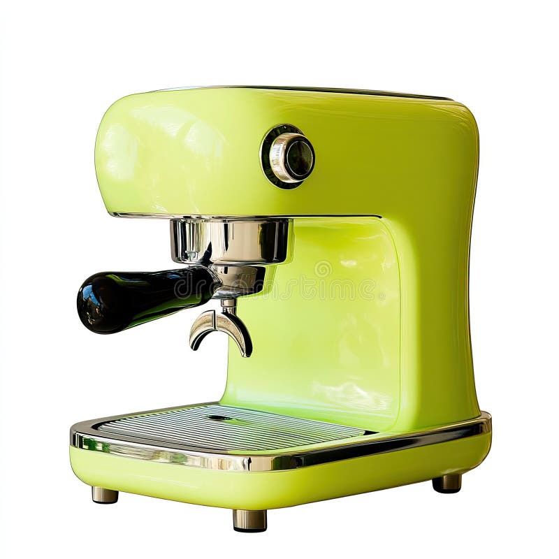 A Sleek Green Coffee Machine on White Background Stock Image - Image of ...