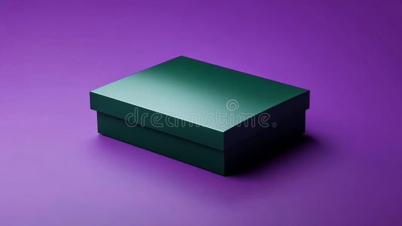 Sleek Green Packaging Box with Matte Finish Set Against a Rich Purple ...