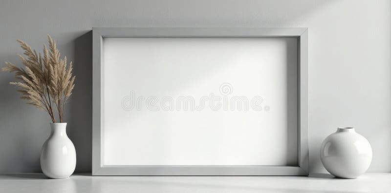 Sleek Grey Frame, Exposed Canvas Cutout Minimalist Art Display , Edge ...