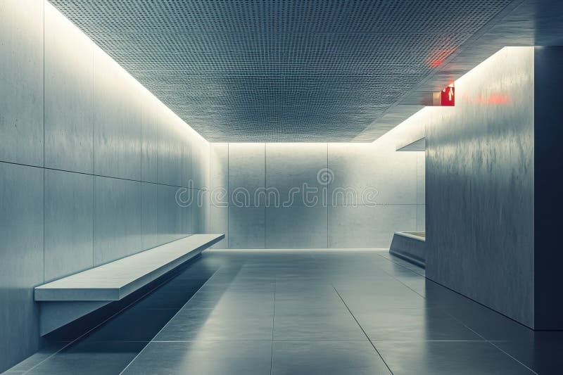 Modern Architectural Hallway with Soft Lighting and Minimalist Design ...