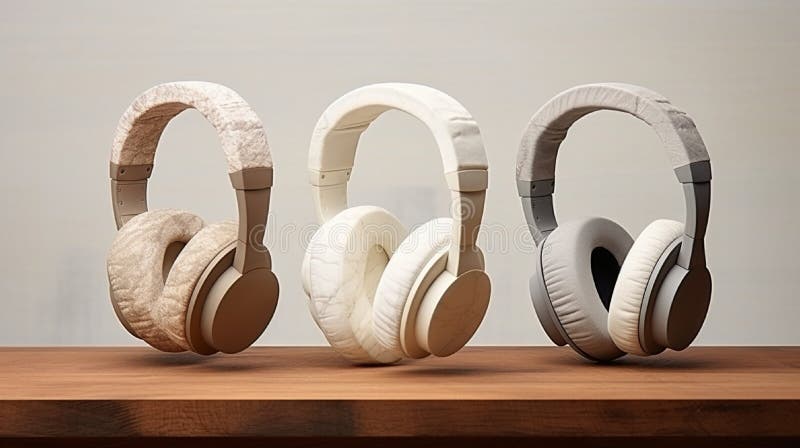 Sample of Headphone on Wooden Table Generated by AI Tool Stock Image ...