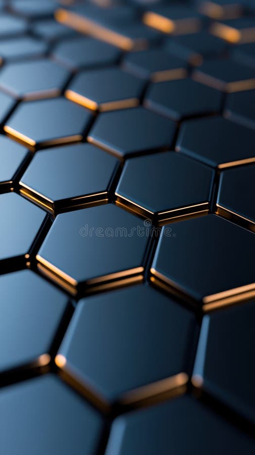 Sleek Hexagonal Grid Pattern with Glossy Finish in Monochromatic Tones ...