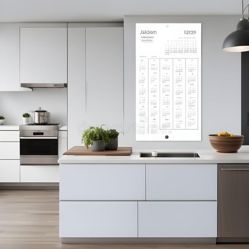 A Sleek, High-resolution Digital Wall Calendar Displaying an Organized ...
